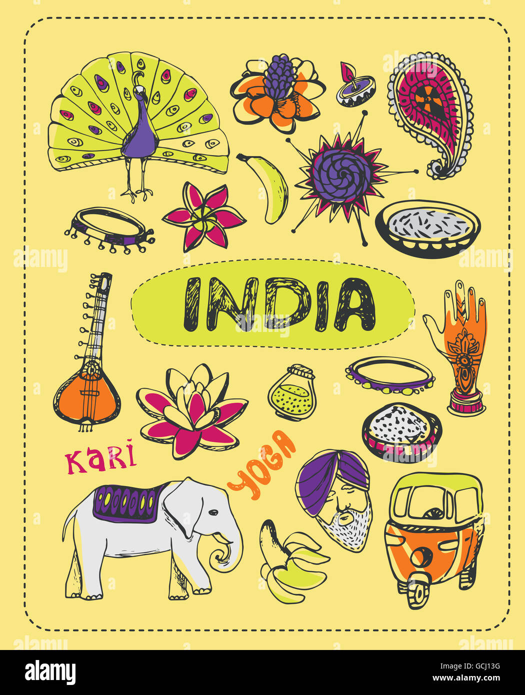 Doodle about India Stock Photo - Alamy