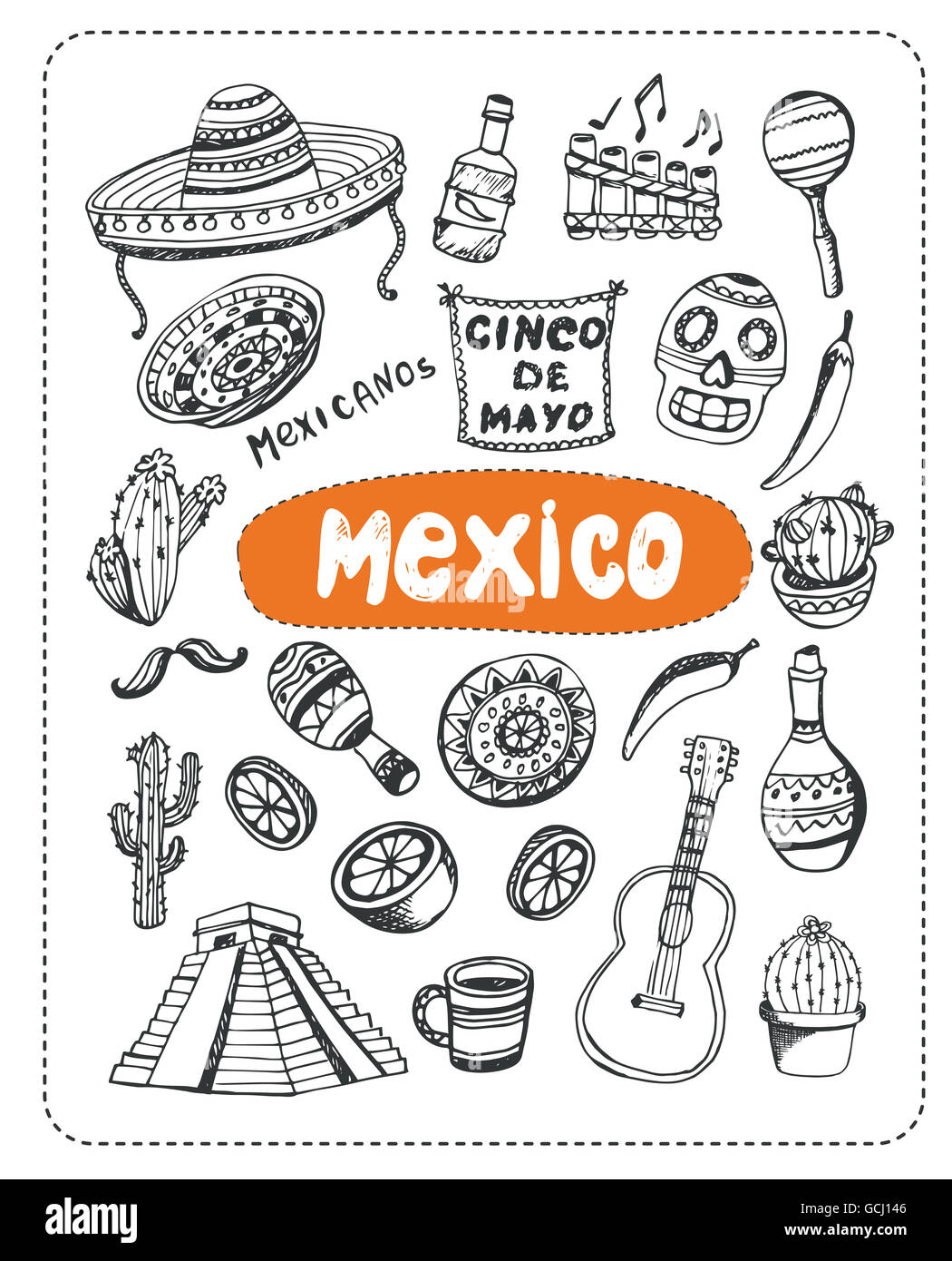 Doodle about Mexico Stock Photo - Alamy