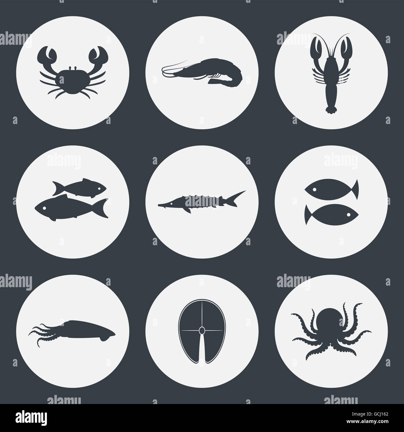 Set of seafood icons Stock Photo - Alamy