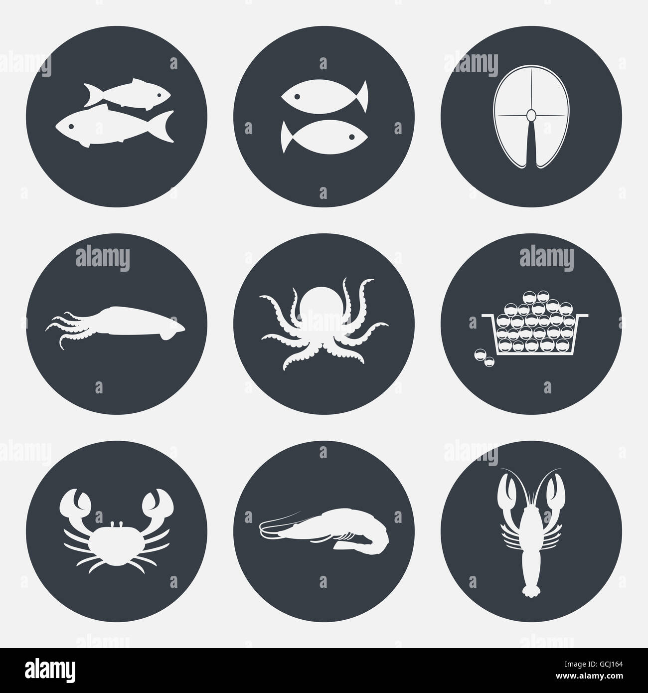 Set of seafood icons Stock Photo - Alamy