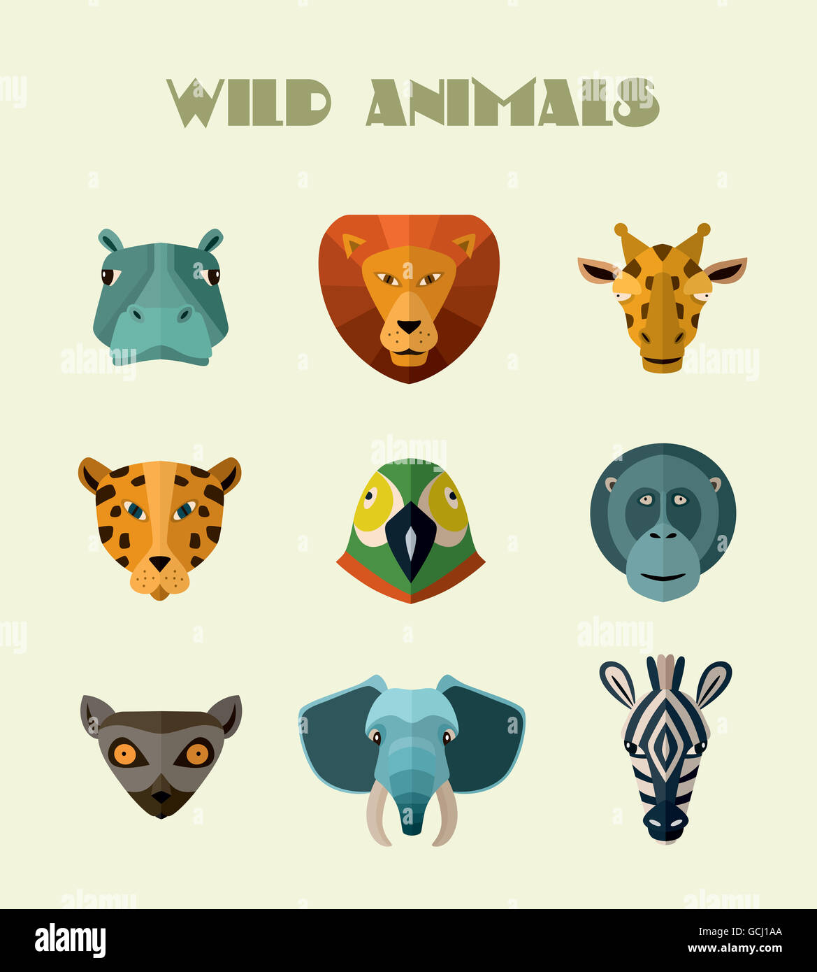 Wild animals icons Stock Photo - Alamy