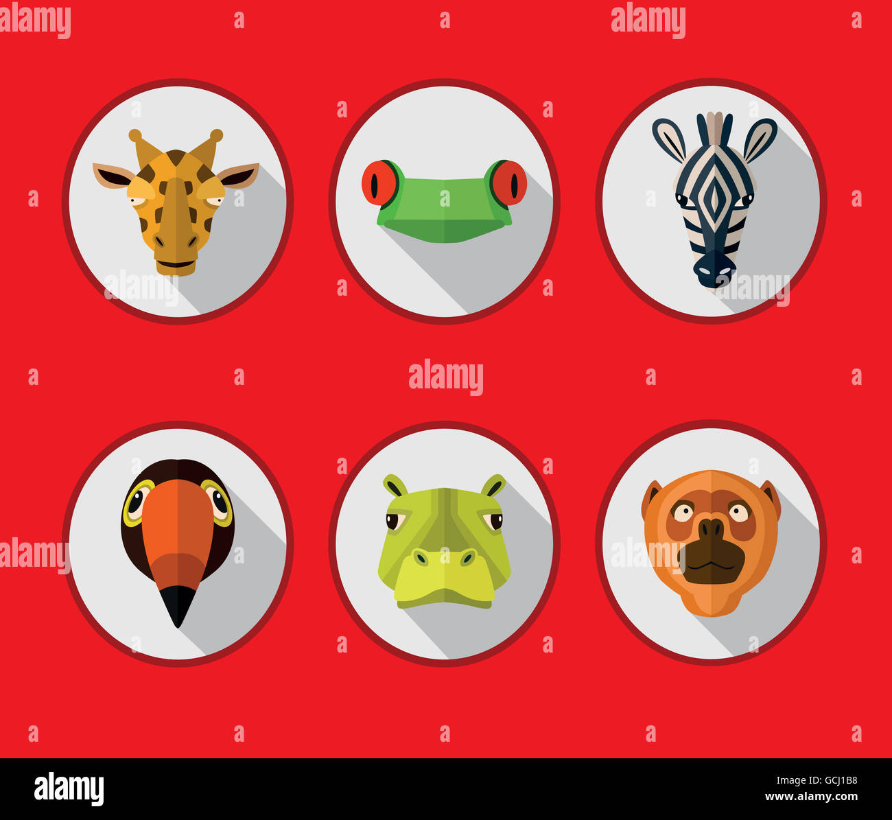 Tropical animals icons Stock Photo - Alamy