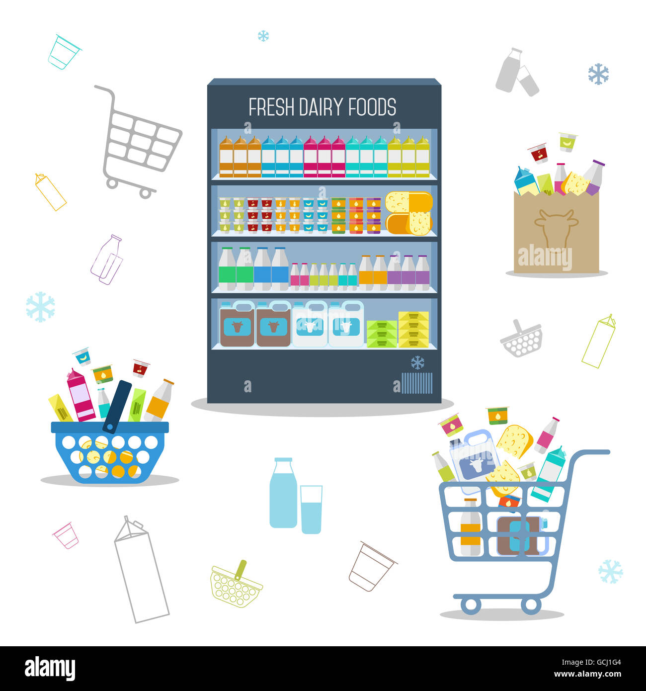 Grocery store or supermarket with food product shelves Cut Out Stock ...