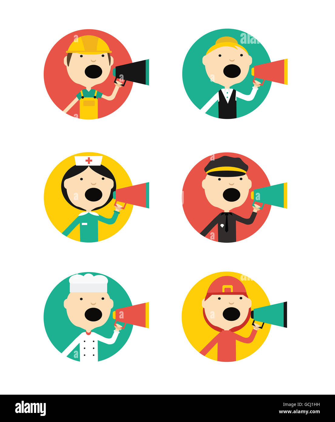 People are talking into a megaphone Stock Photo - Alamy