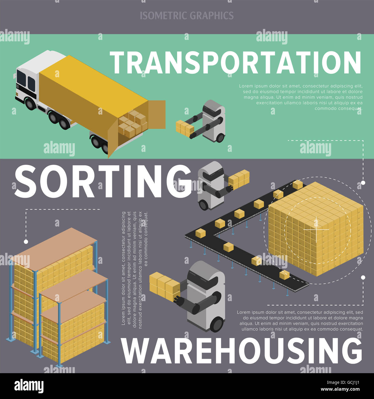 Warehousing process infographics Stock Photo - Alamy