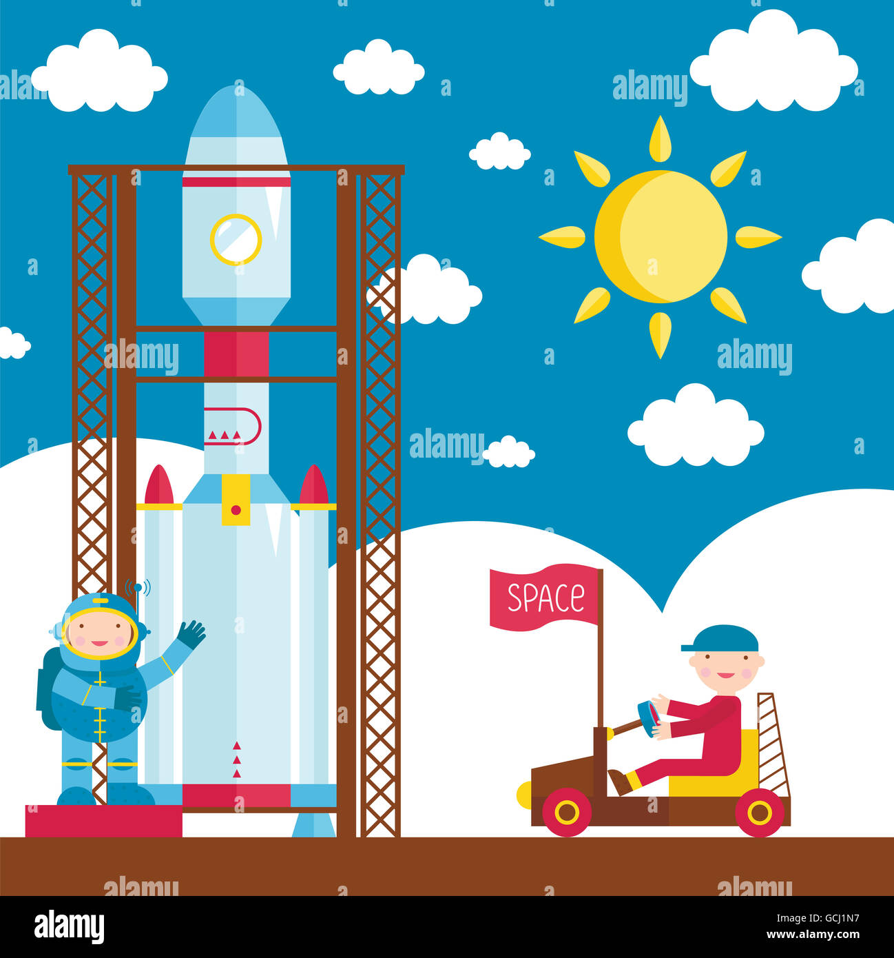 Cartoon illustration about space Stock Photo - Alamy