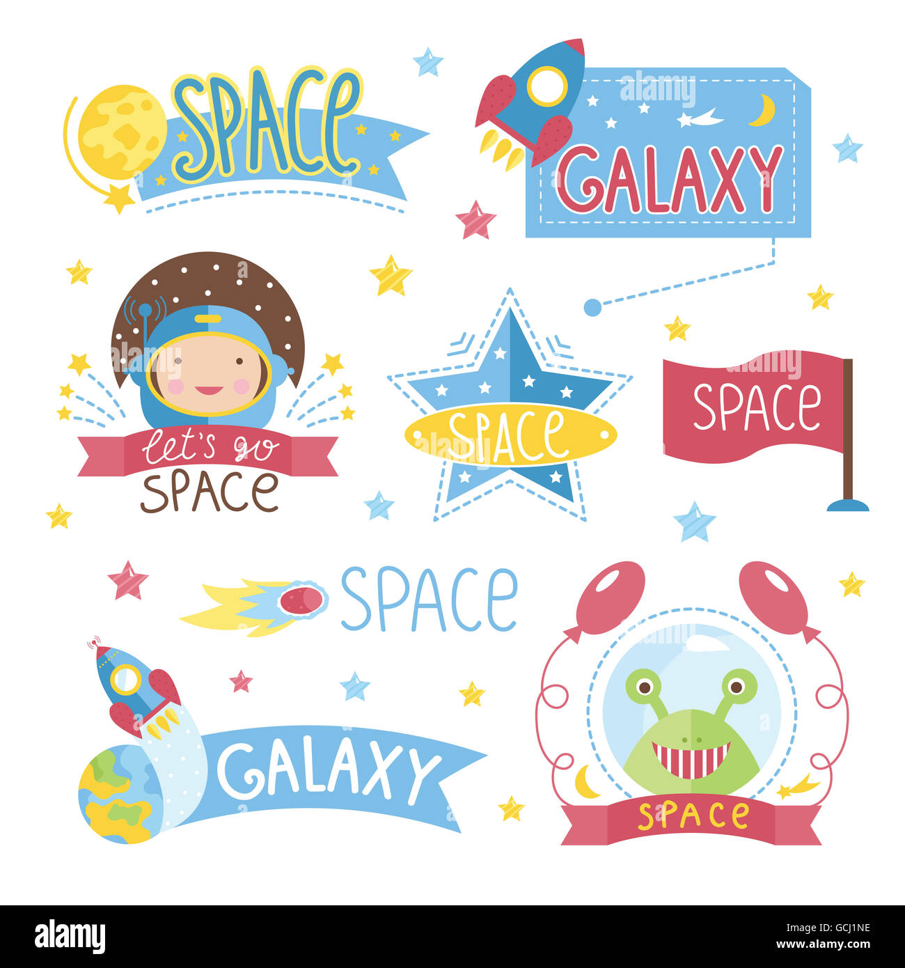 Cartoon space with planets Cut Out Stock Images & Pictures - Alamy