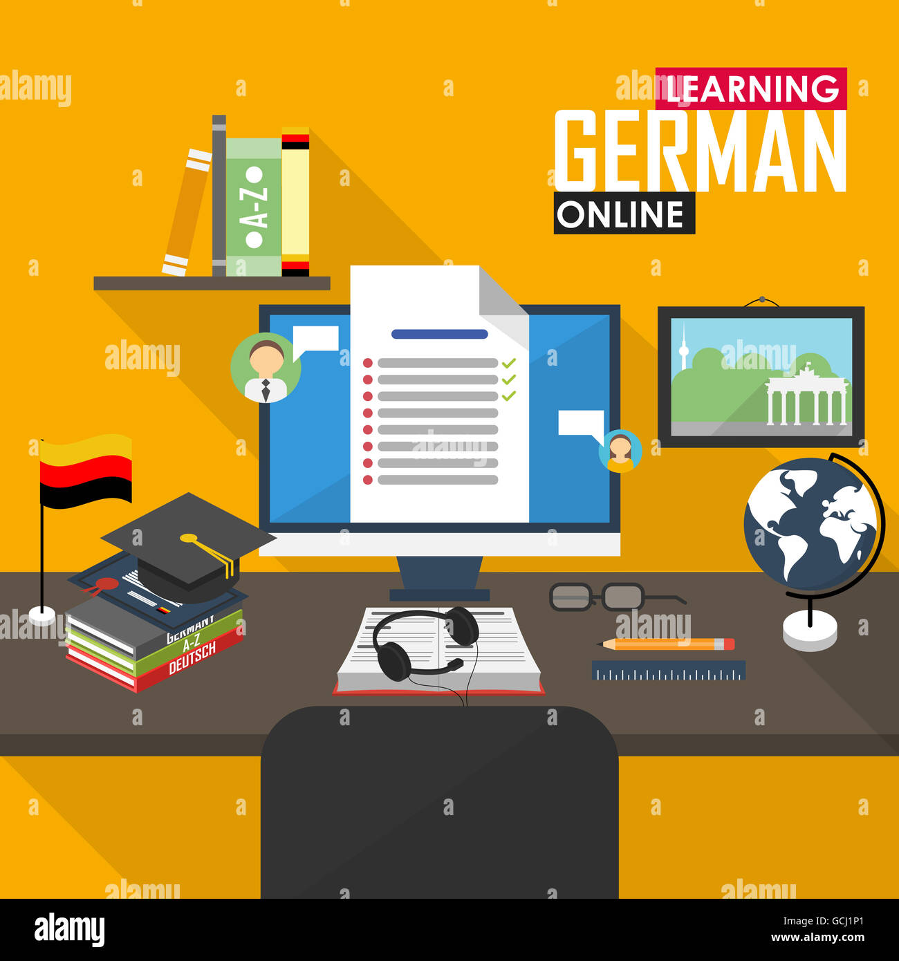German learning illustration hi-res stock photography and images - Alamy