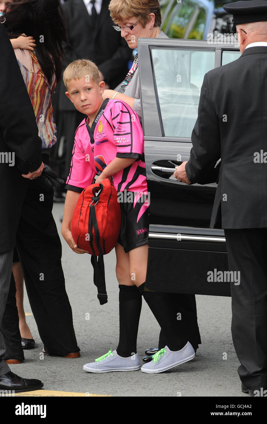 Cameron Purdham wears a Whitehaven rugby league shirt as he arrives for ...