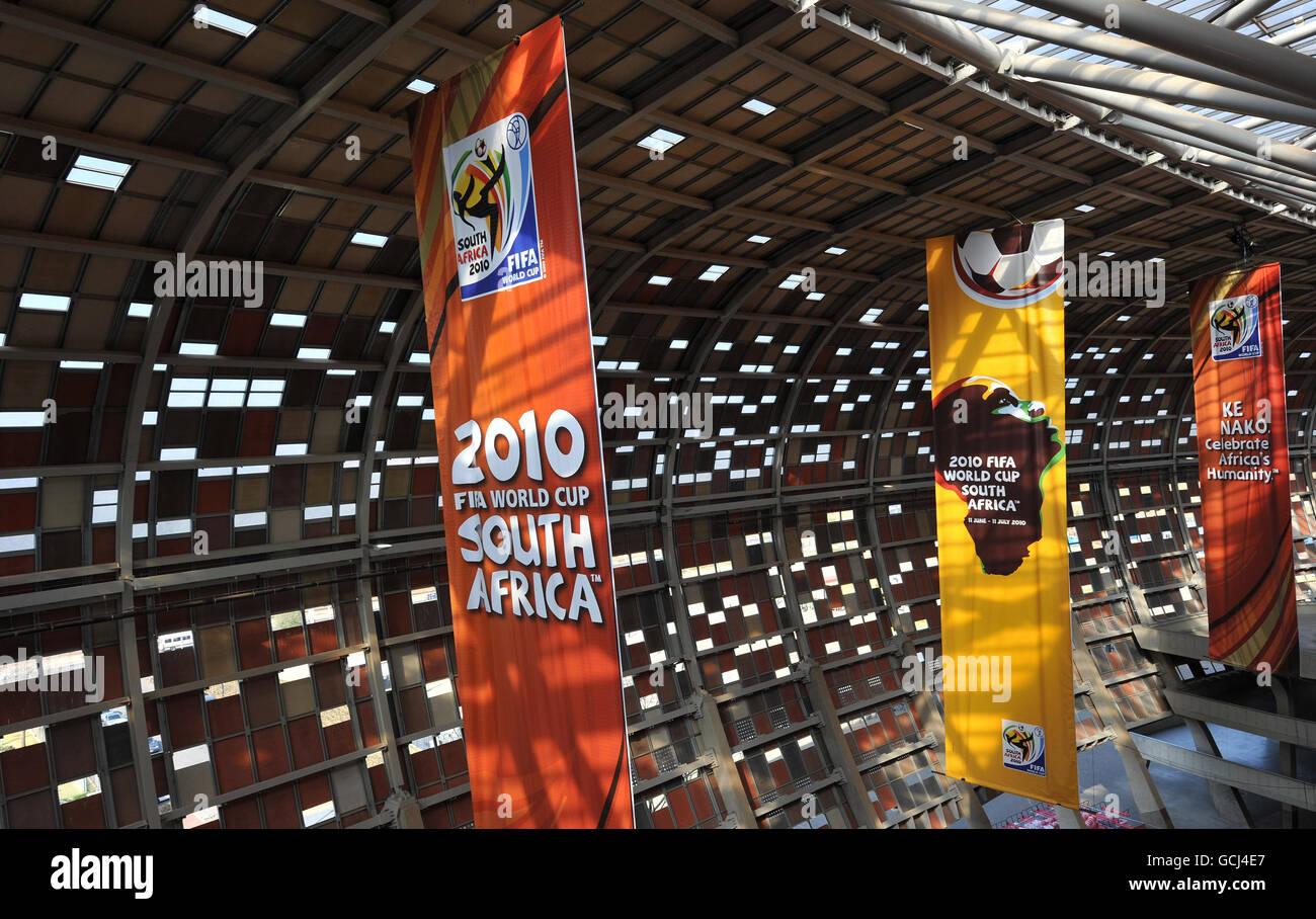 Banners are hung from the rafters as final preparations are made before ...