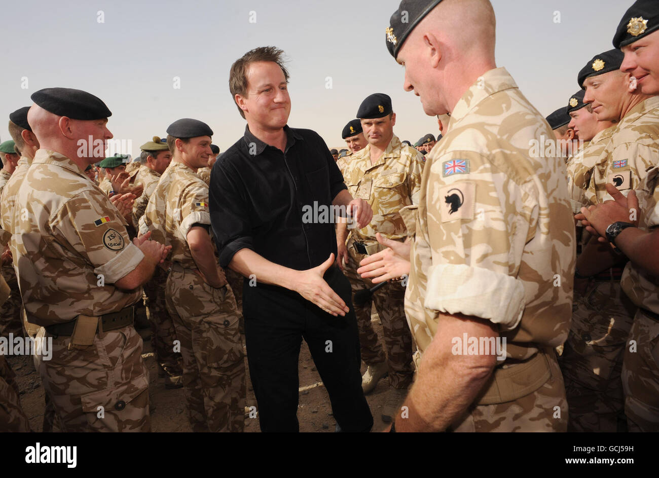 Prime Minister David Cameron meets British soldiers after addressing ...