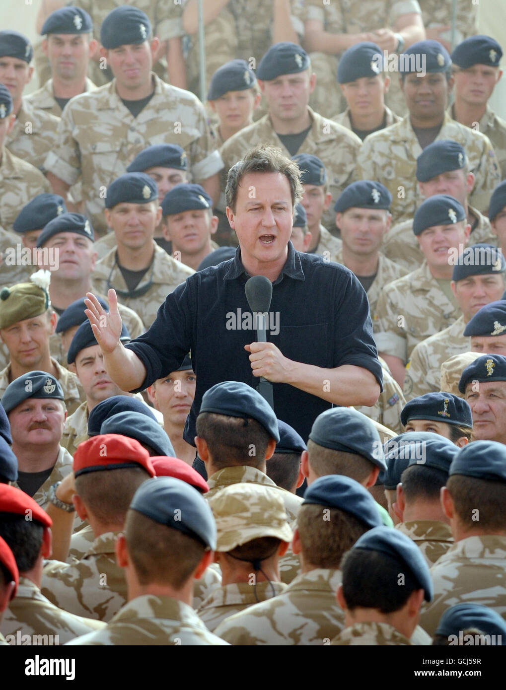 Prime Minister David Cameron addresses British soldiers at Camp Bastion ...