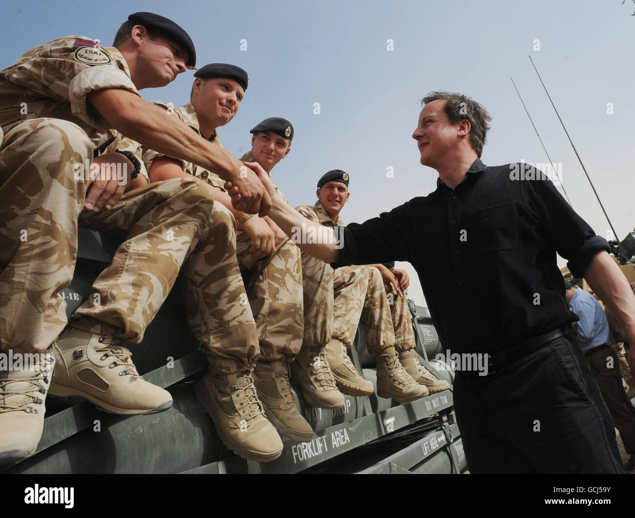 Prime Minister David Cameron meets British soldiers after addressing ...
