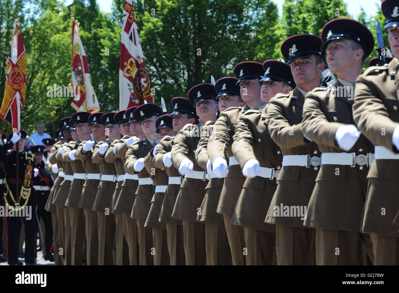 Andrew presents new Regimental Colours Stock Photo - Alamy