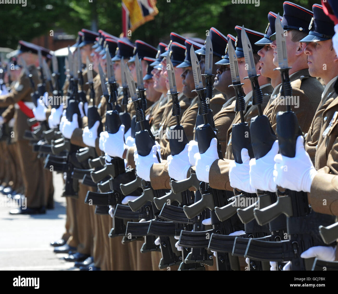Andrew presents new Regimental Colours Stock Photo - Alamy