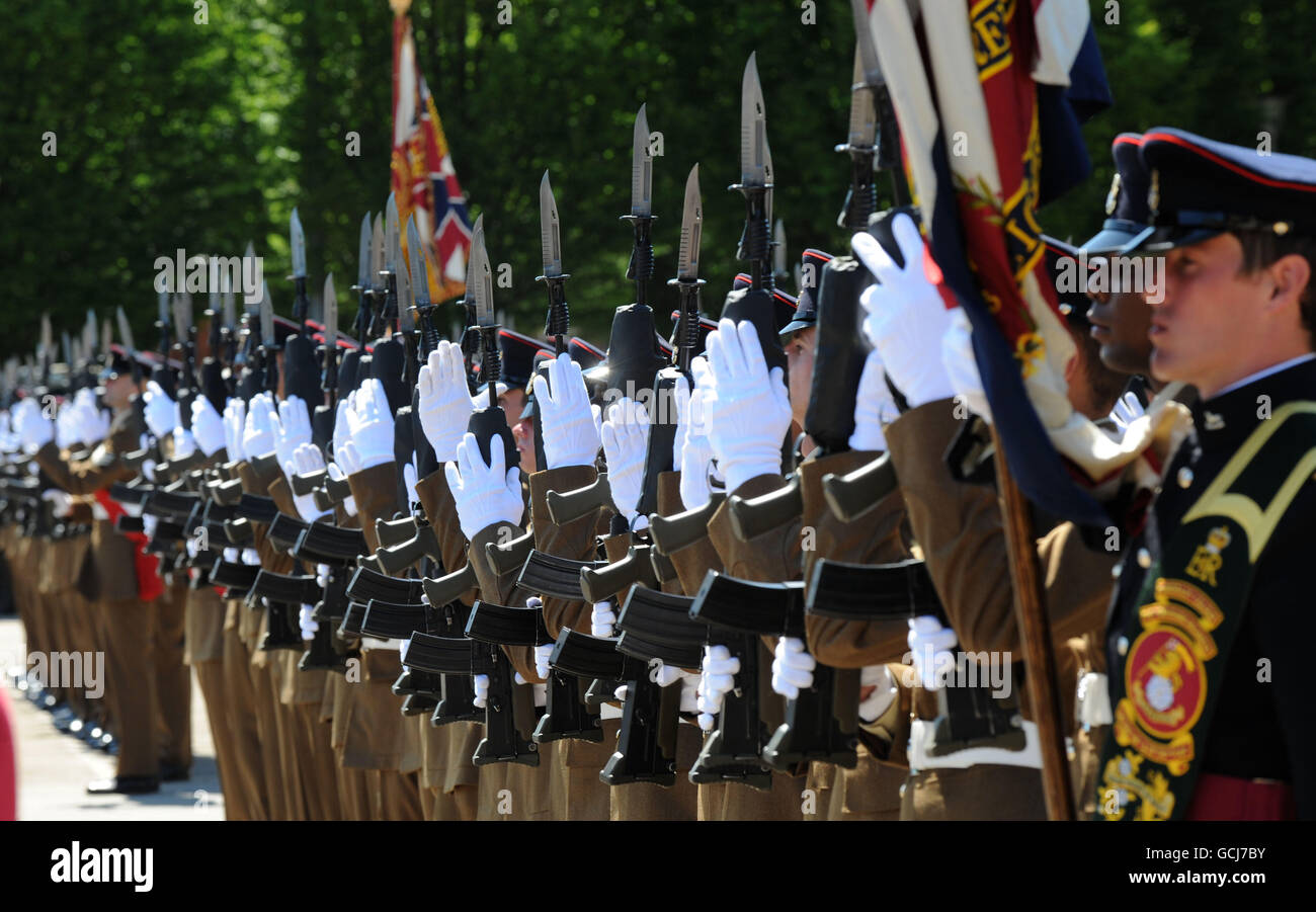 Andrew presents new Regimental Colours Stock Photo - Alamy