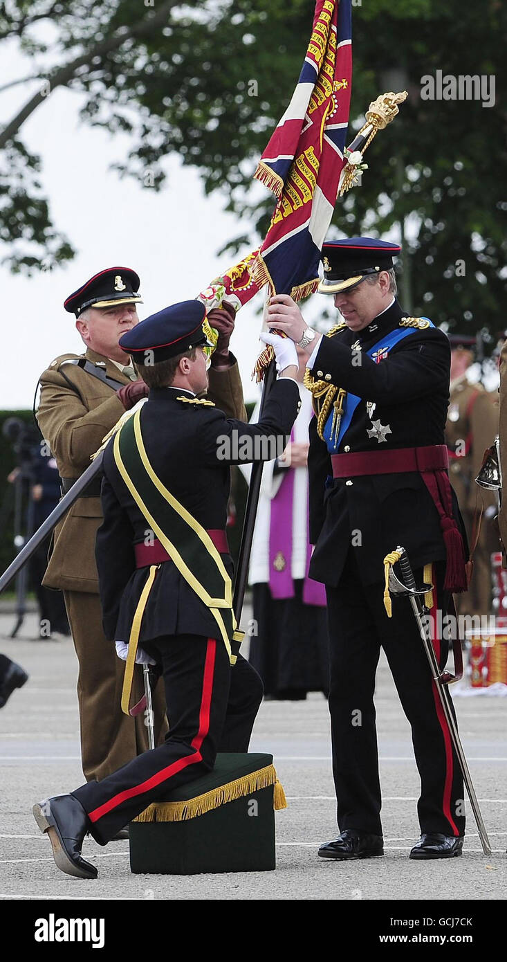 Andrew presents new Regimental Colours Stock Photo - Alamy