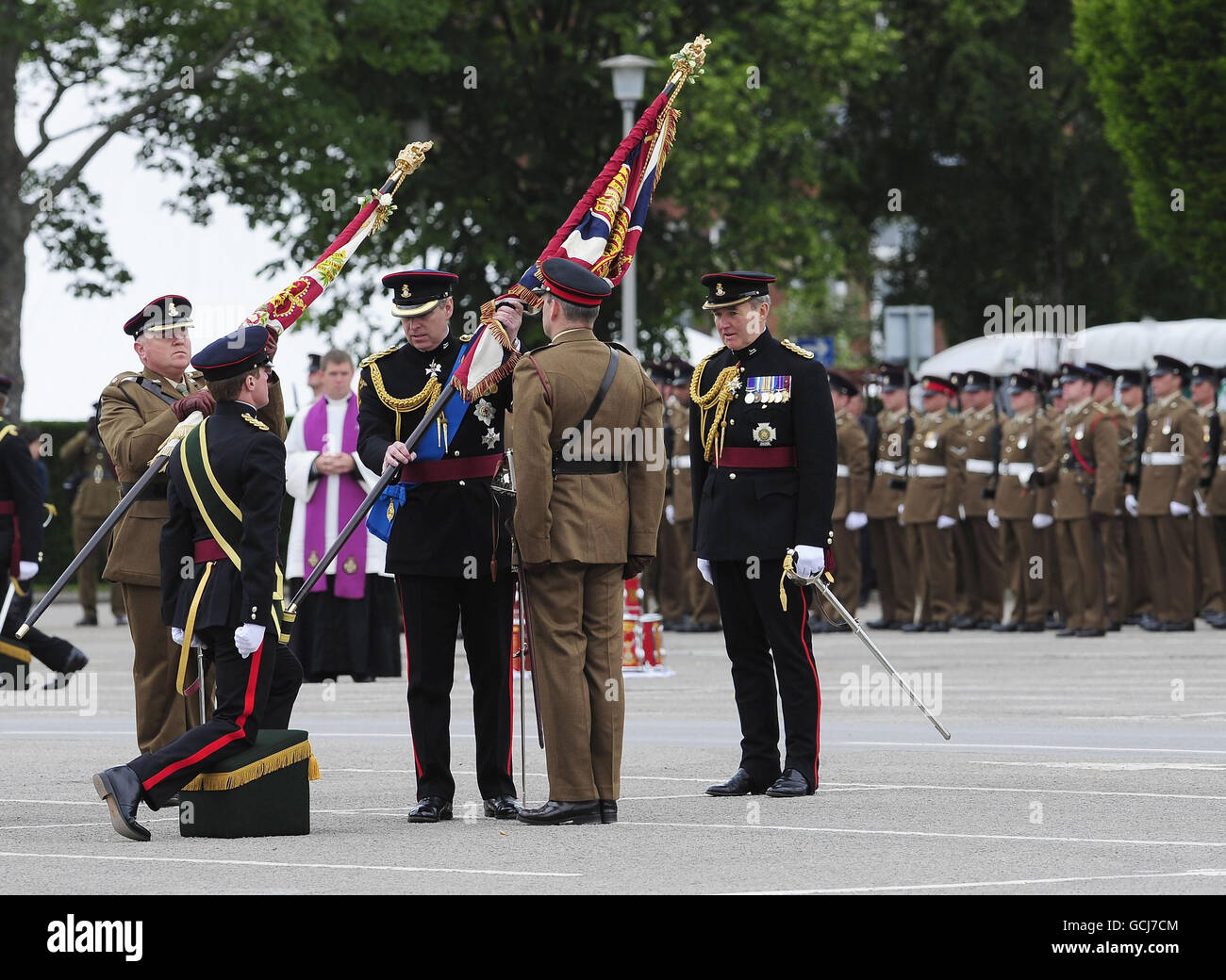 Andrew presents new Regimental Colours Stock Photo - Alamy