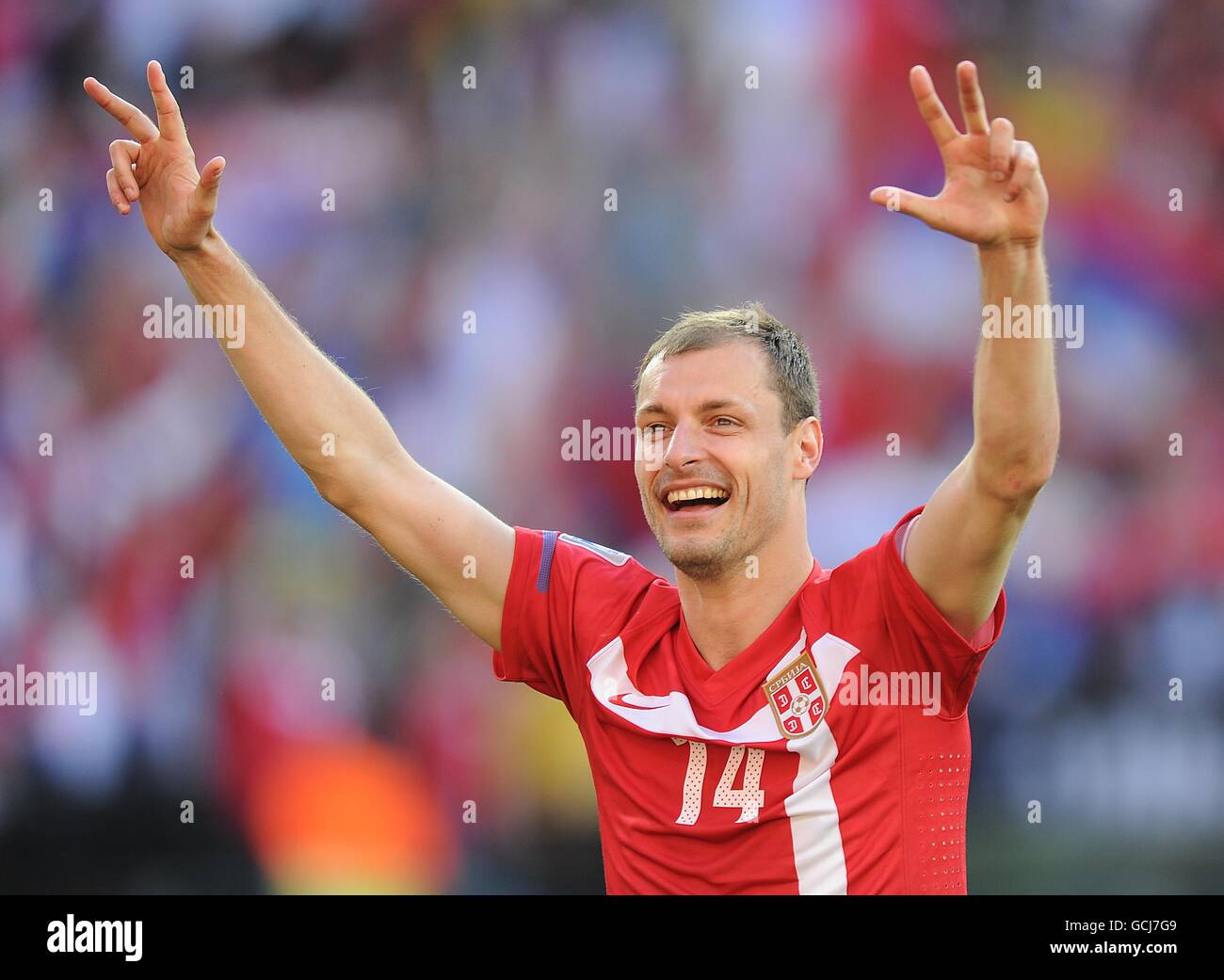 Serbia's Milan Jovanovic celebrates after the final whistle Stock Photo ...