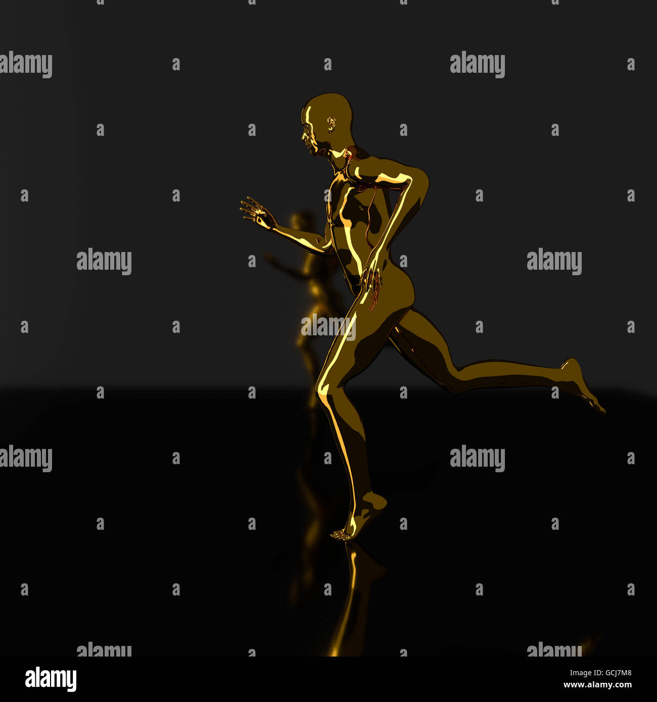 Golden running man silhouette 3d rendering sports concept Stock Photo ...