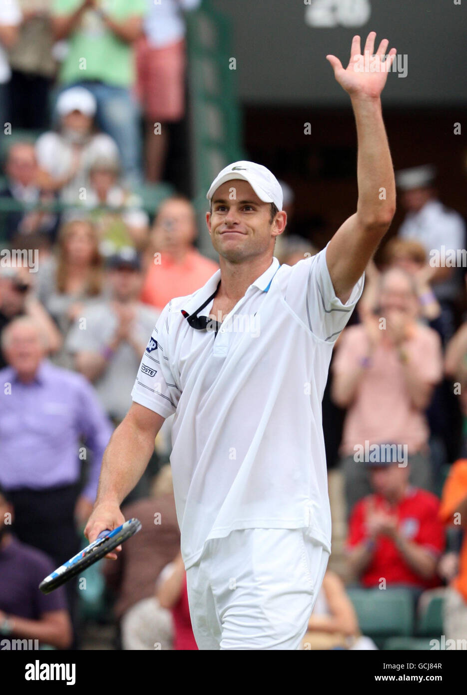 USA's Andy Roddick celebrates victory over USA's Rajeev Ram during Day ...