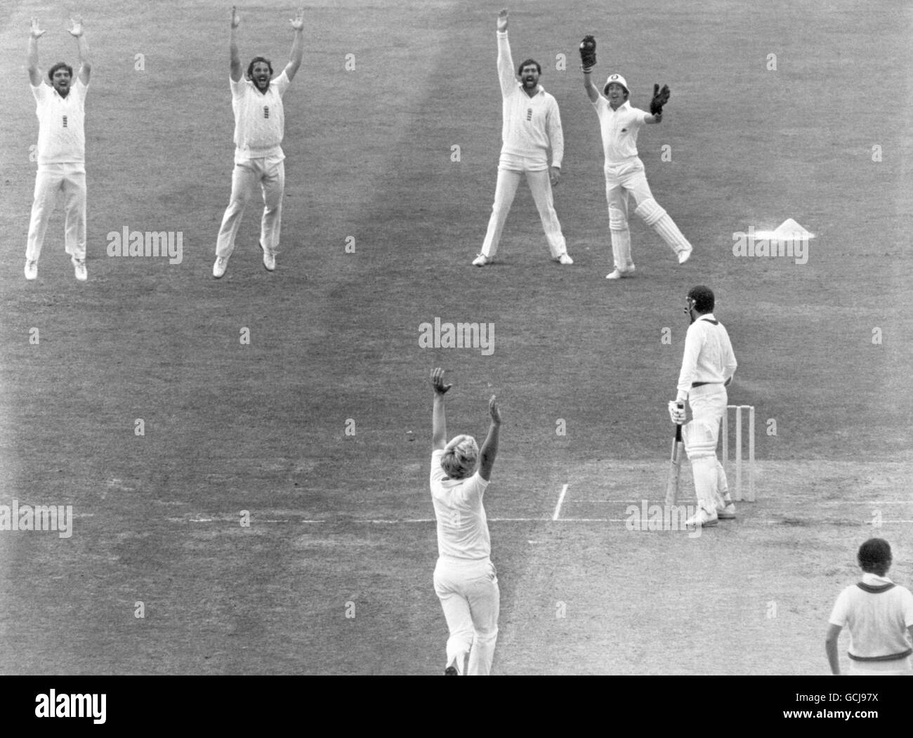 England celebrate after Australia's Trevor Chappell was caught behind ...