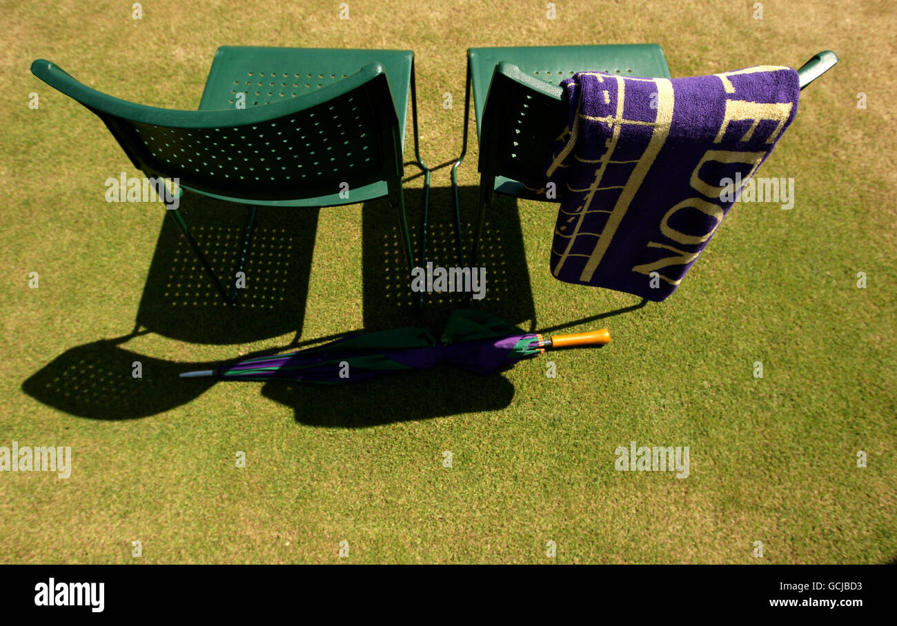 Players Chairs during Day Seven of the 2010 Wimbledon Championships at ...