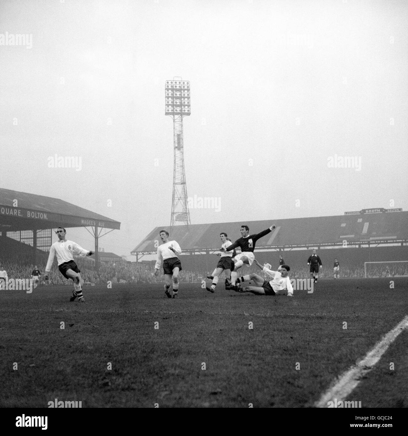 Goalmouth action between bolton wanderers tottenham hotspur at burnden ...