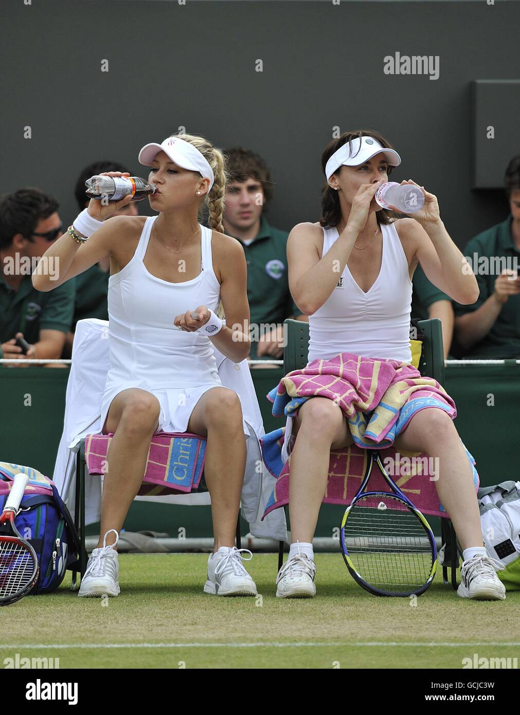 Anna Kournikova (left) and Martina Hingis during their Ladies invitation doubles match against ...