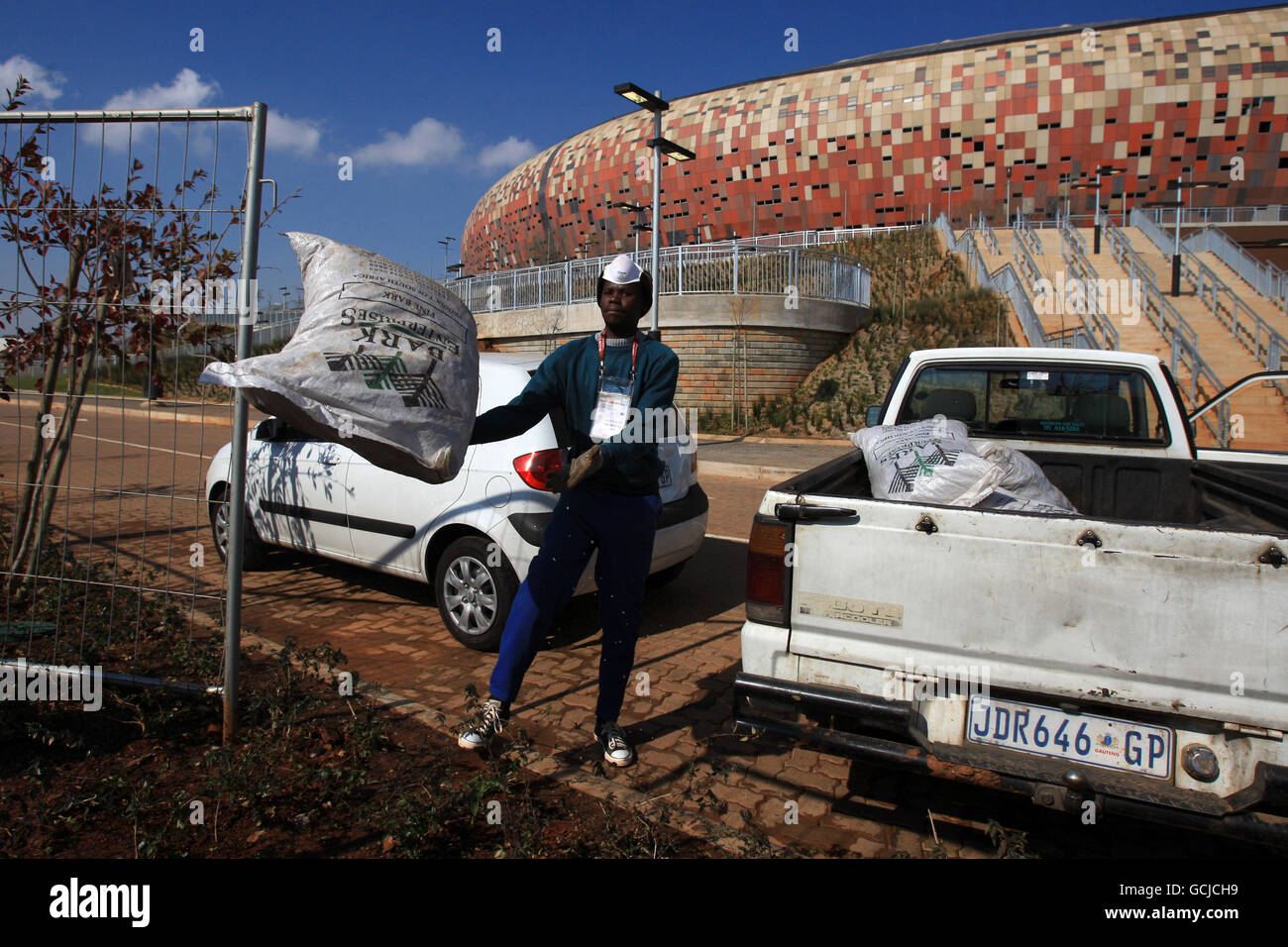 Clean Up work continues at the Soccer City stadium, Johannesburg, the ...