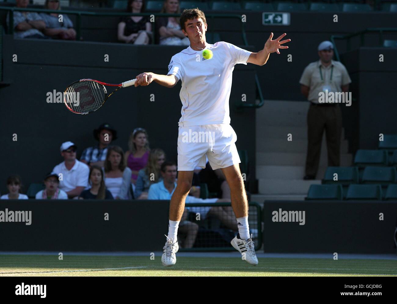 Great Britain's George Morgan in action Liam Broady during the Boy's ...