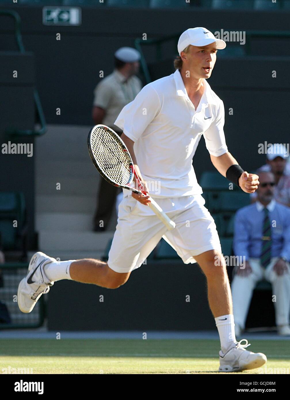 Great Britain's Liam Broady in action during the Boy's Doubles Final ...