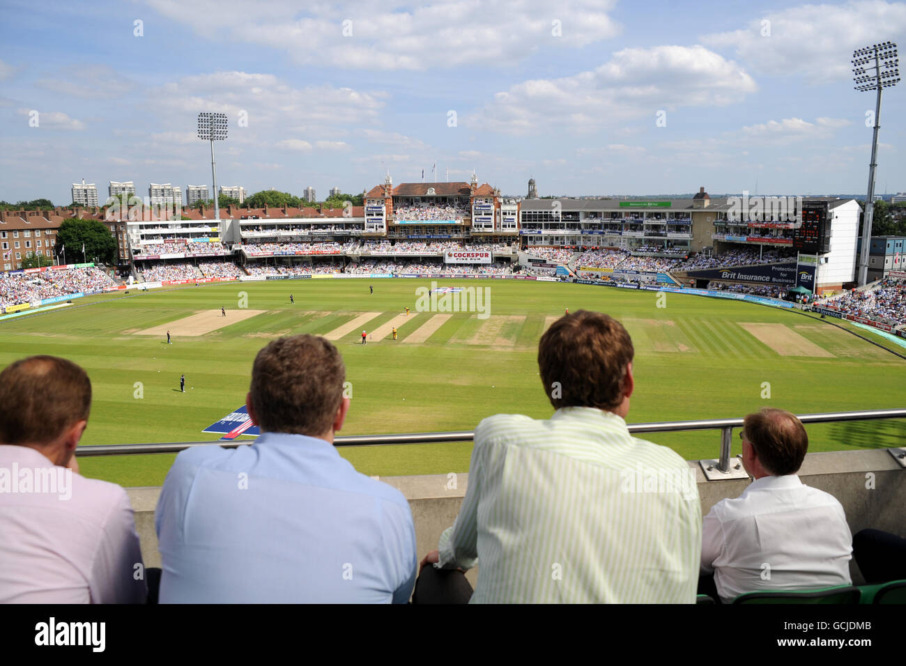 Guests enjoy the match from the Roof Terrace at the Brit Oval Stock ...