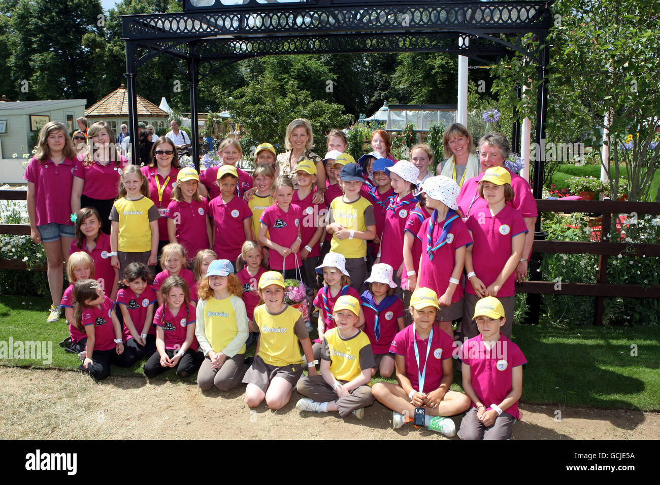 The Countess of Wessex poses for photographs with members of Girl ...