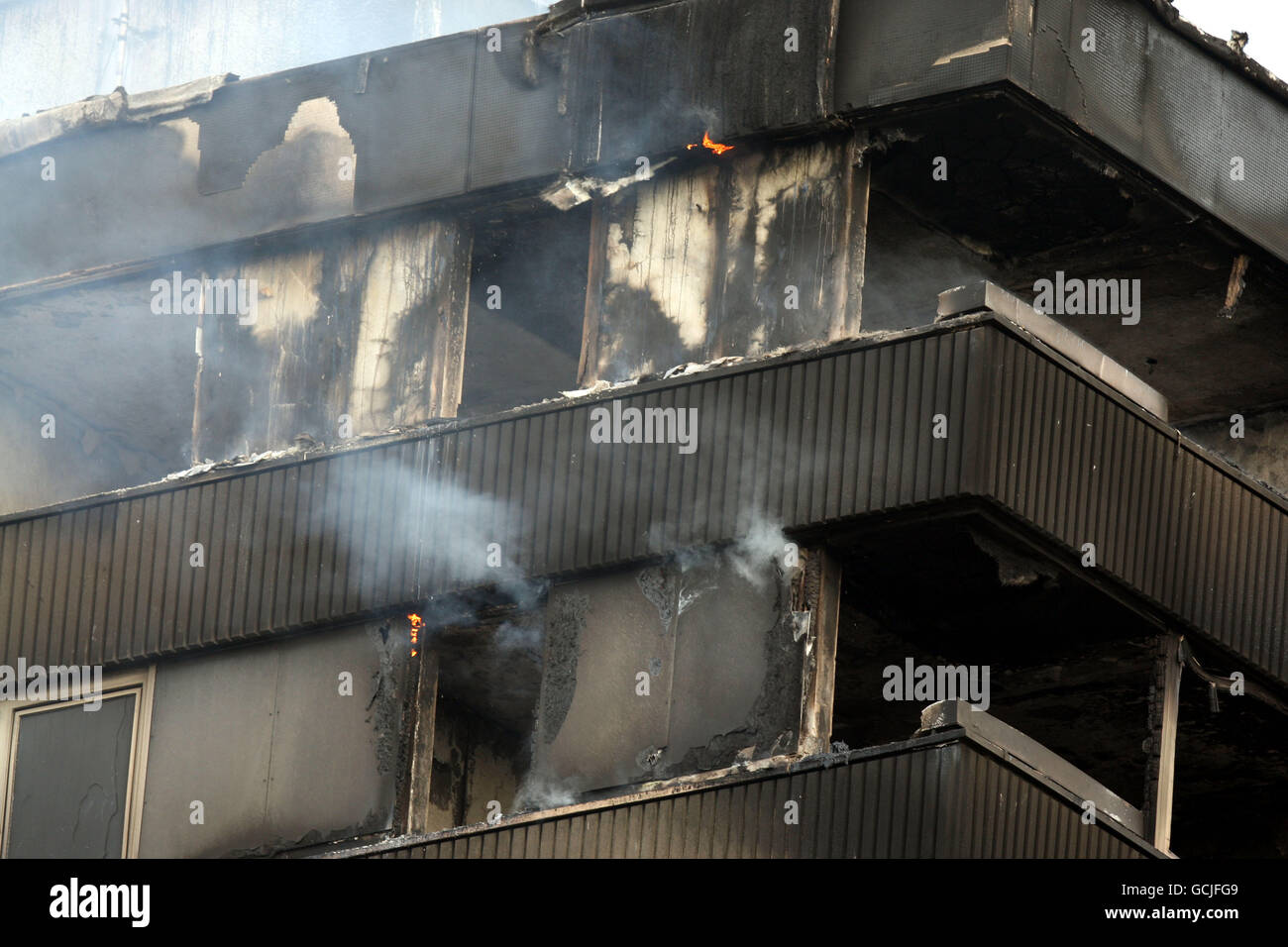 Tower block fire Stock Photo - Alamy