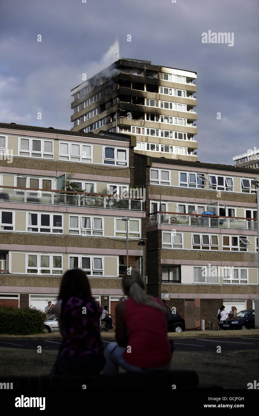 Tower block fire Stock Photo - Alamy