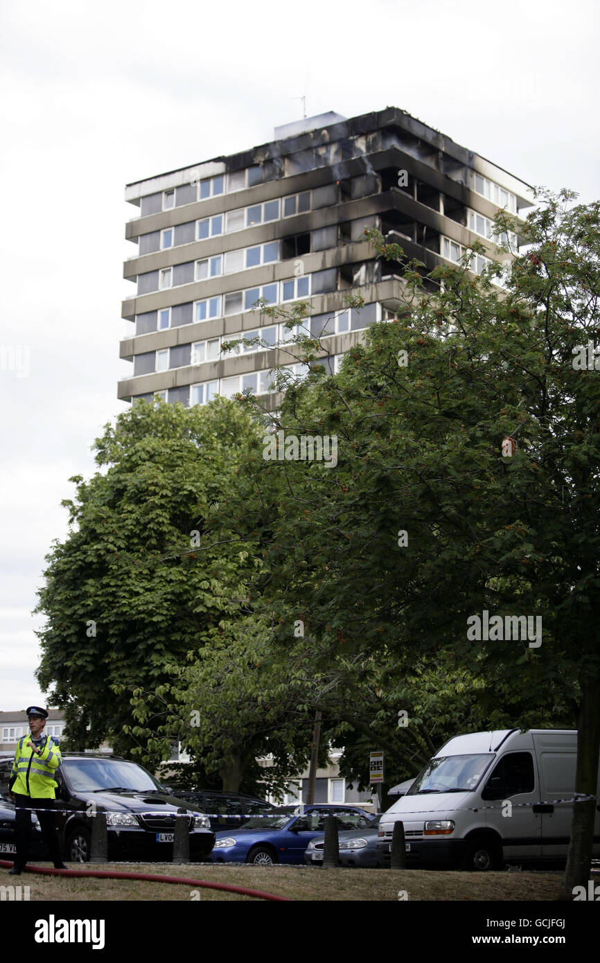 Tower block fire Stock Photo - Alamy