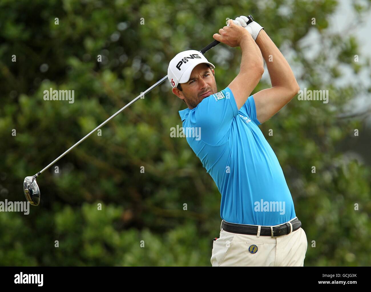 Northern Ireland's Gareth Maybin in action during round one of The Open ...