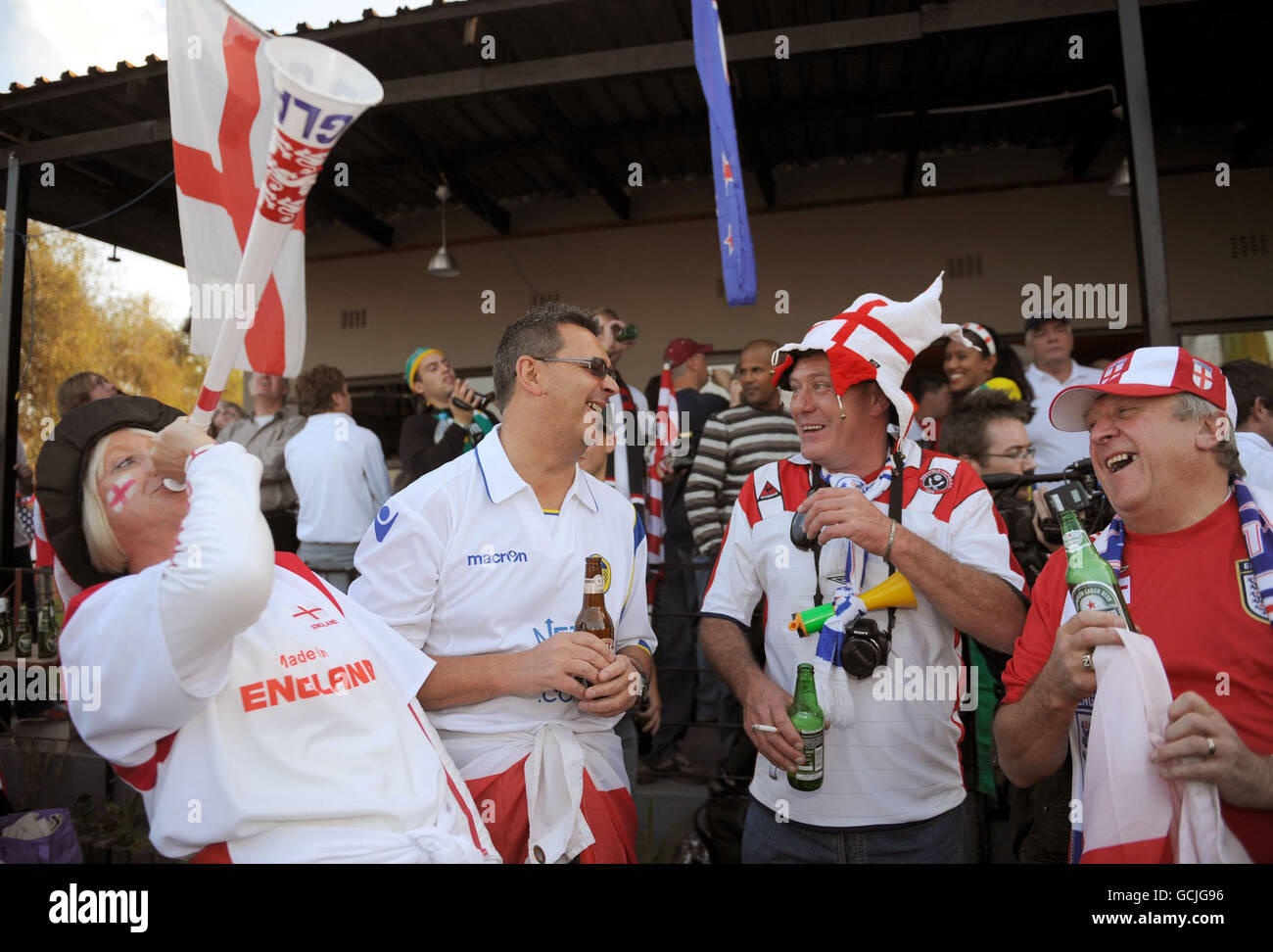 England supporters gather outside the Royal Bafokeng Stadium in ...