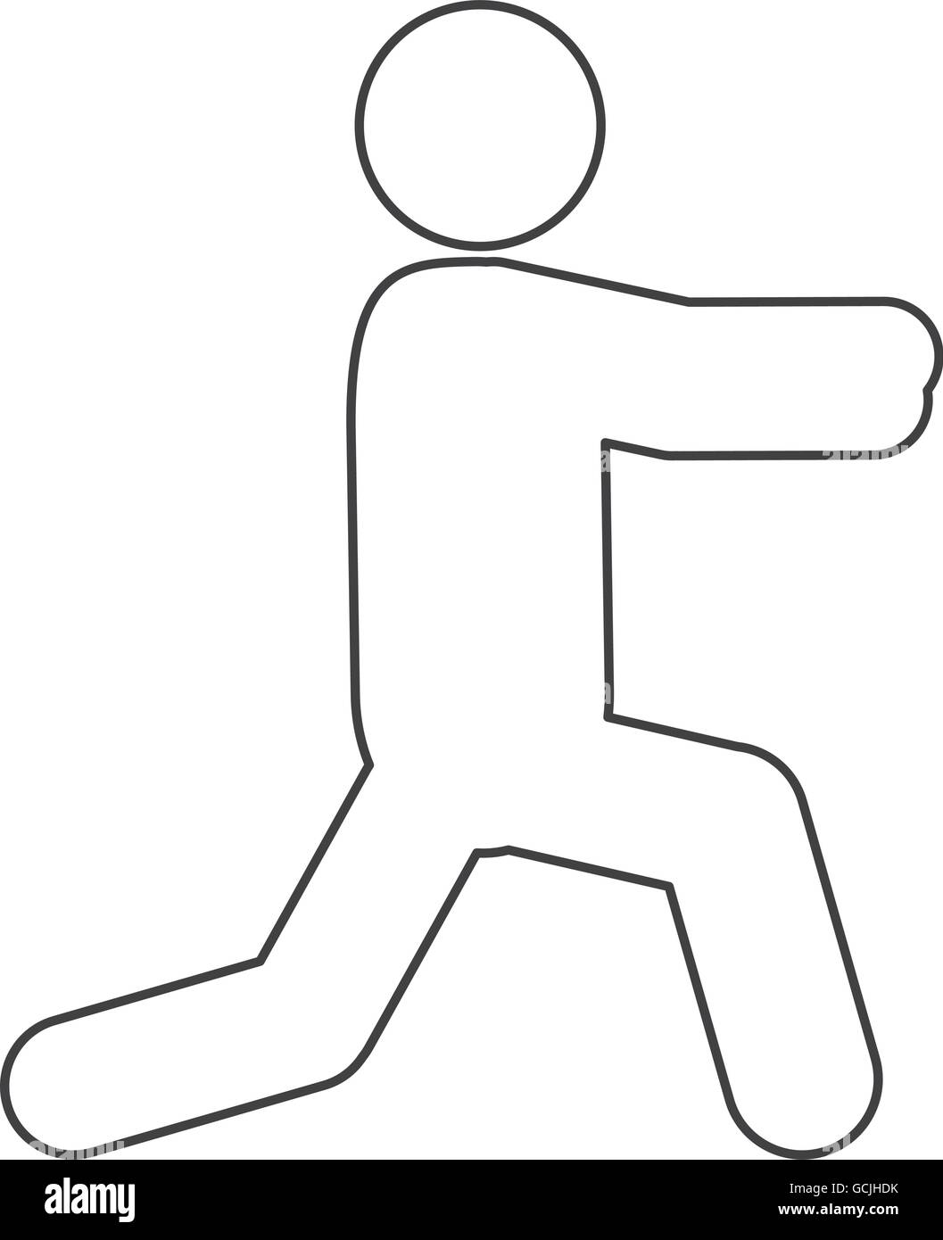 Man athletic exercise stretching symbol Black and White Stock Photos ...