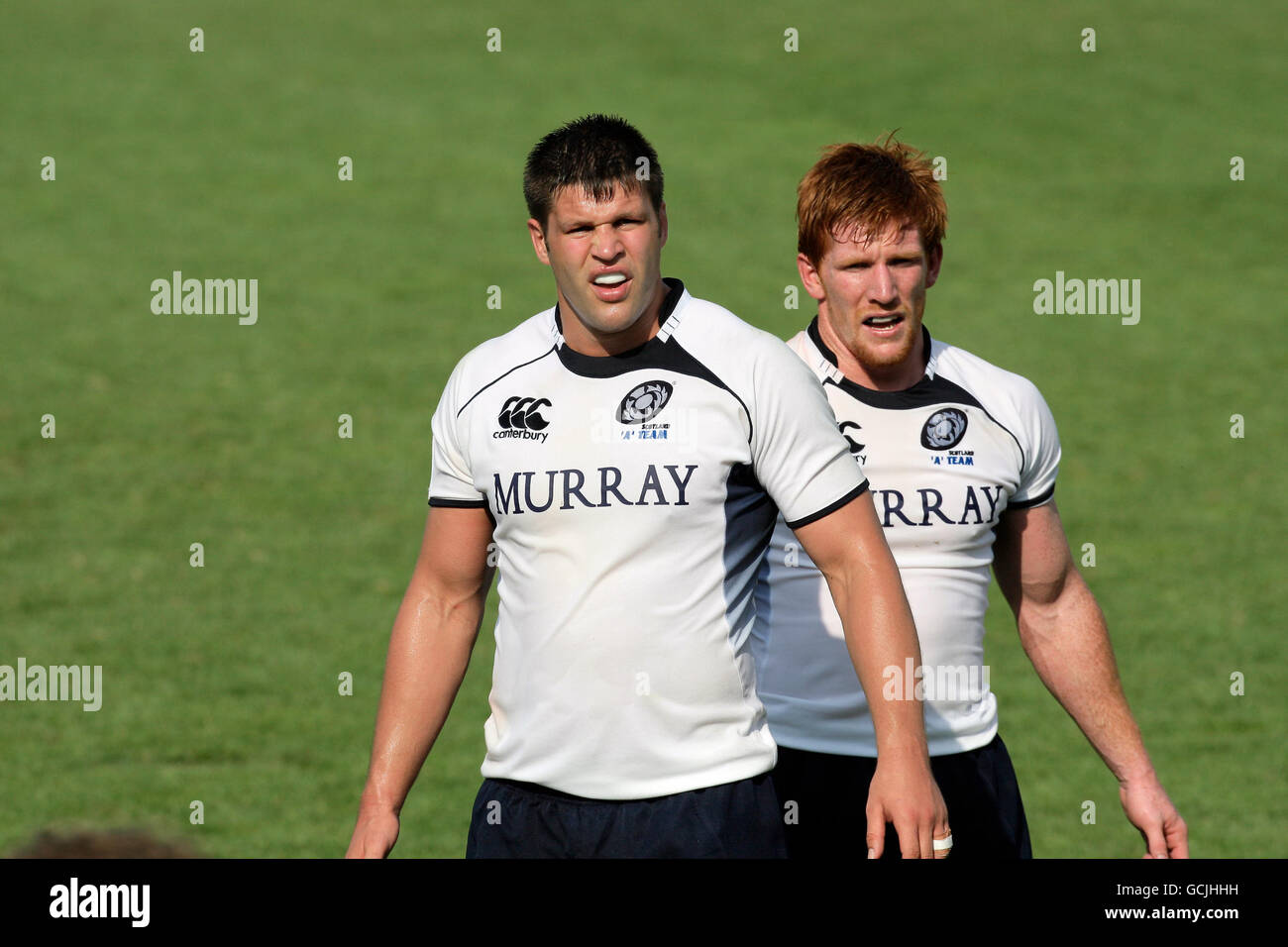 Scotlands captain allister hogg l and roddy grant hi-res stock ...