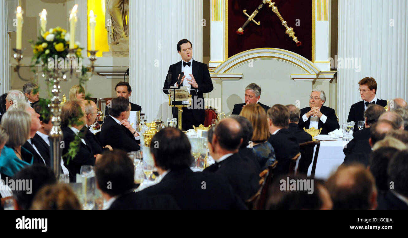 Chancellor George Osborne addresses the Mayor's Dinner to the Bankers ...