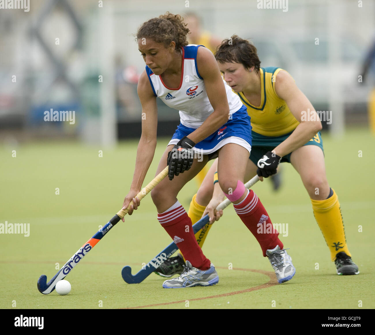 GB's Kerry Williams (left) challenges with Australia's Teneal Attard ...