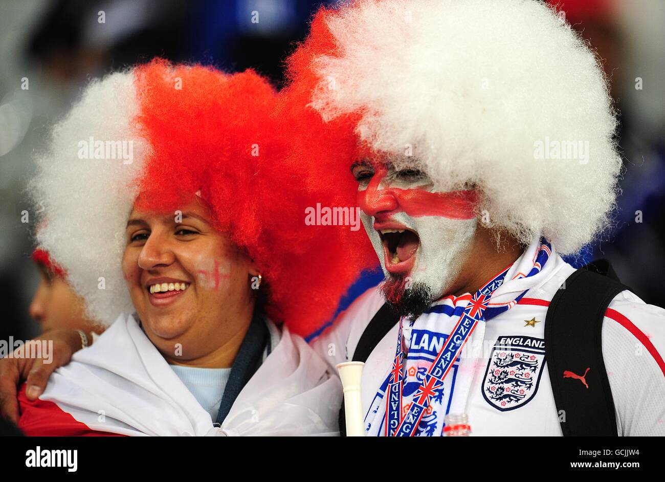 England fans show their support, in the stands prior to kick off Stock ...