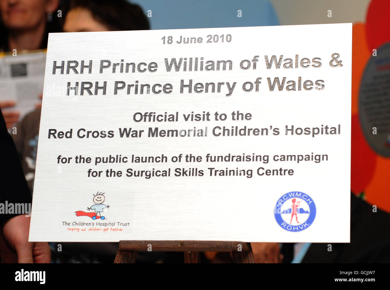 A plaque unveiled by Princes William and Prince Harry during a visit to ...