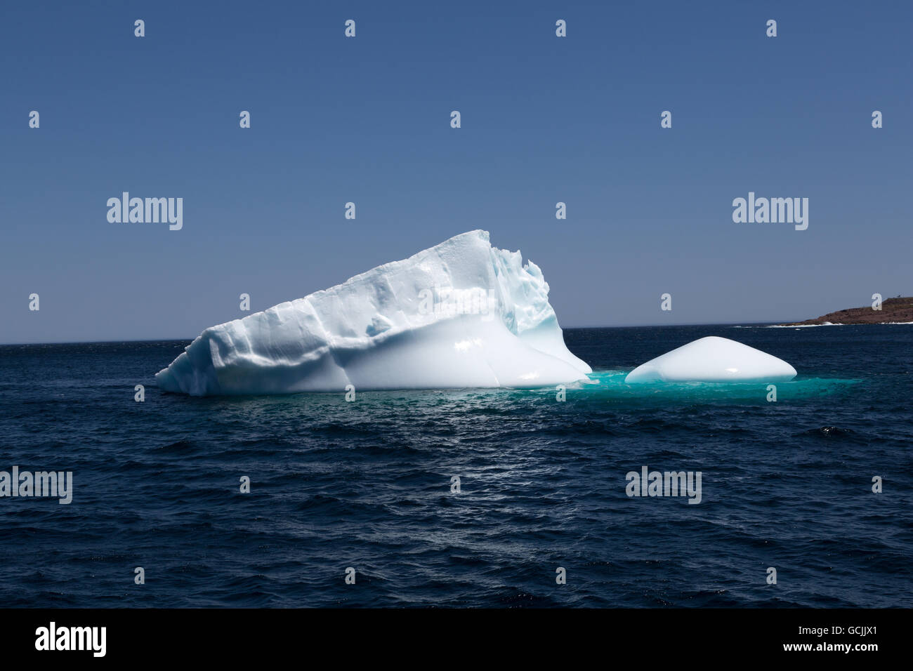 An unusual cone-shaped iceberg near Cape Spear, Newfoundland, Canada ...