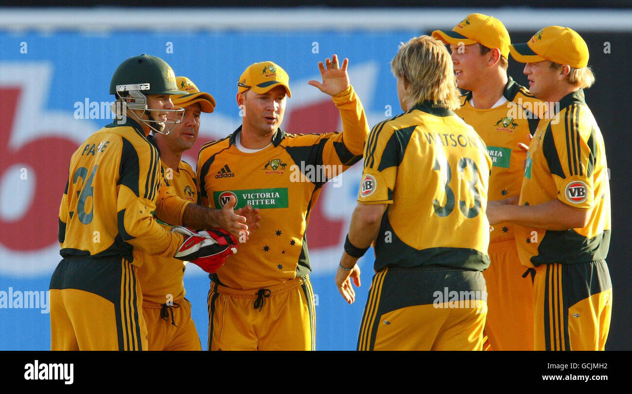 Australia captain Ricky Ponting (second left) celebrates catching ...
