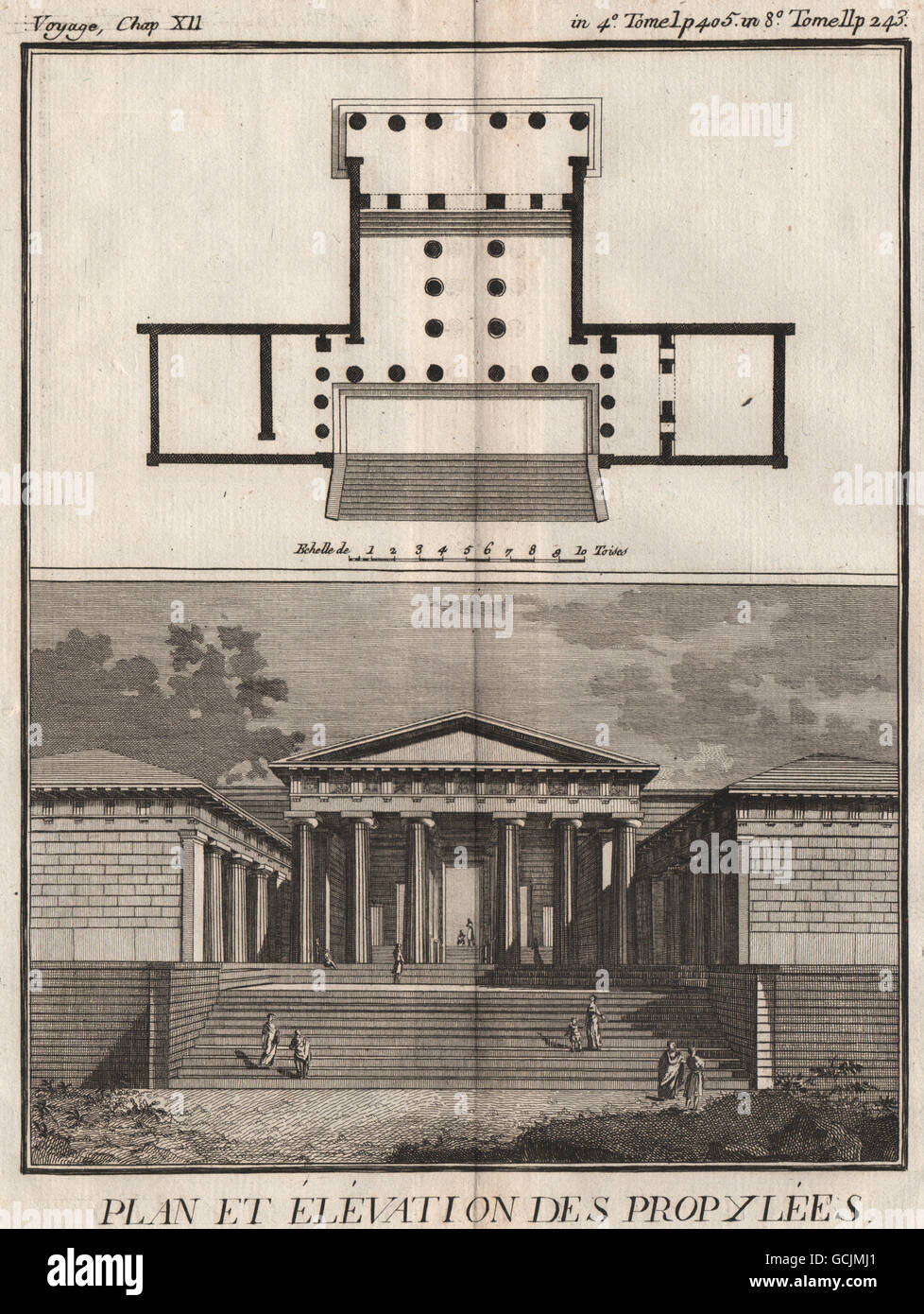 ANCIENT GREECE. "Plan et Élévation des Propylées". Propylaea, 1790 ...