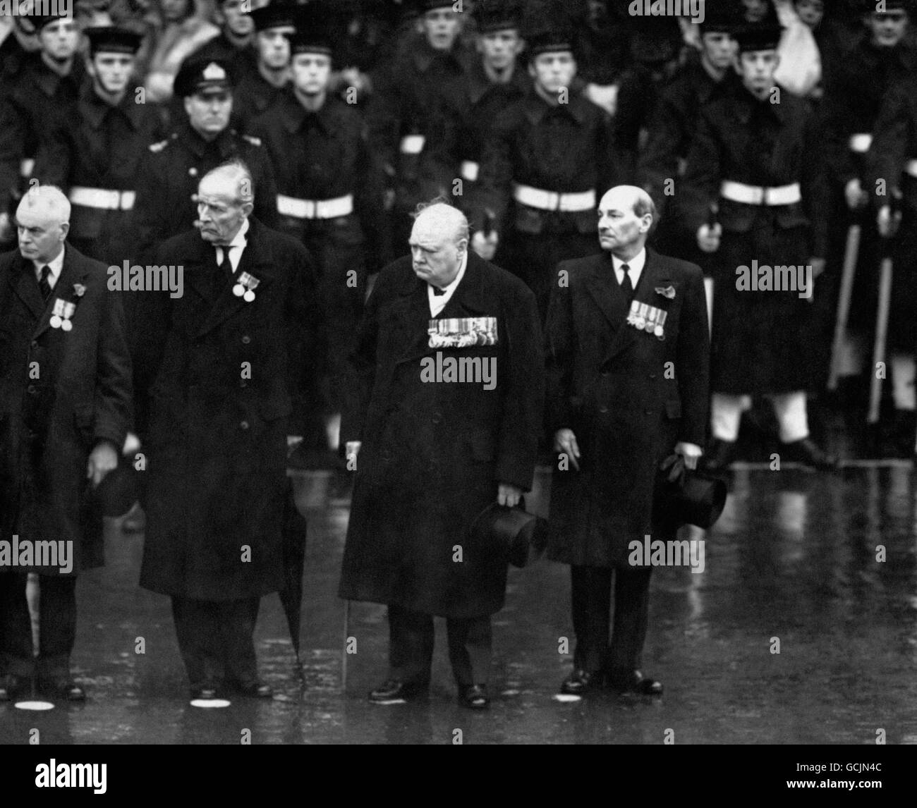 Prime Minister Clement Attlee (far right), Winston Churchill (second ...