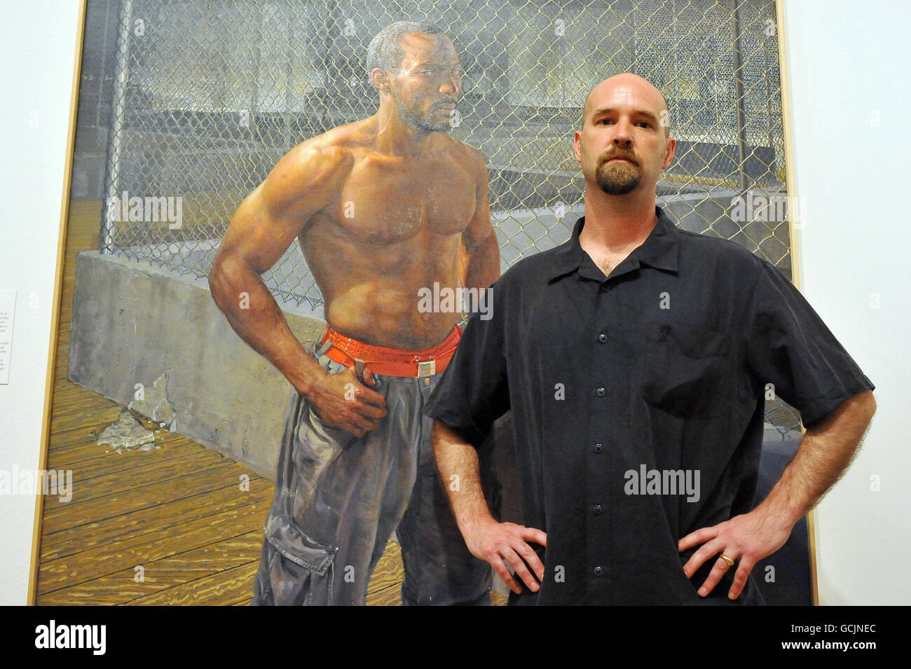 Artist Paul Beel, with his work Free David, which is on show as part of ...